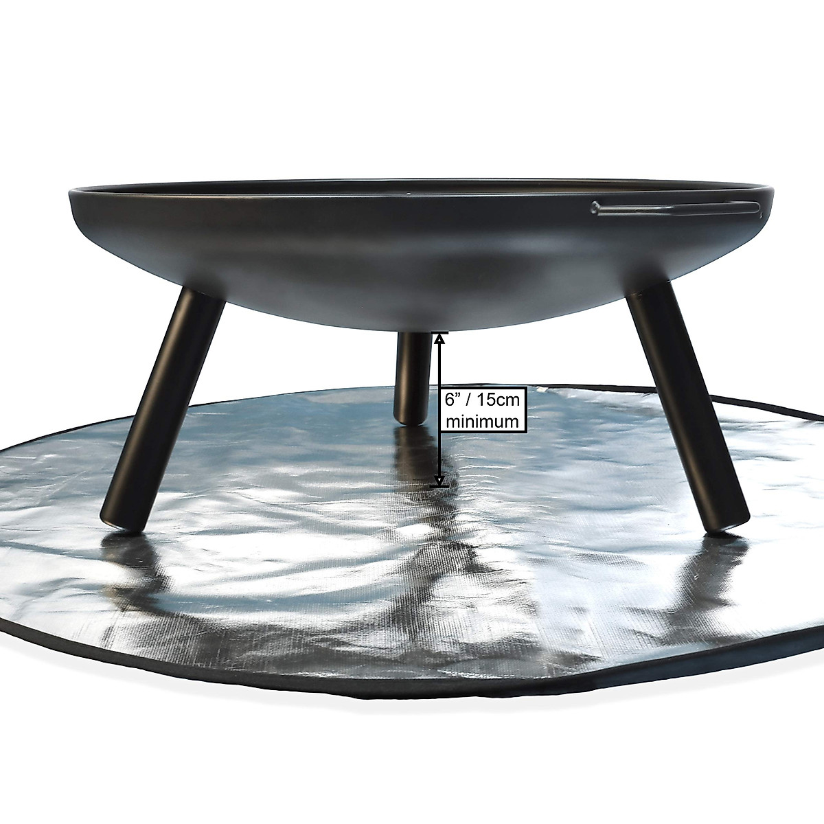 WizeAven 36" Fire Pit Mat- High Temp Premium Quality Protective Pad- Ideal for Your Outdoor Deck, Grass or Under Grill from Flame or Embers - Complete with Heat Resistant Durable Leather Gloves