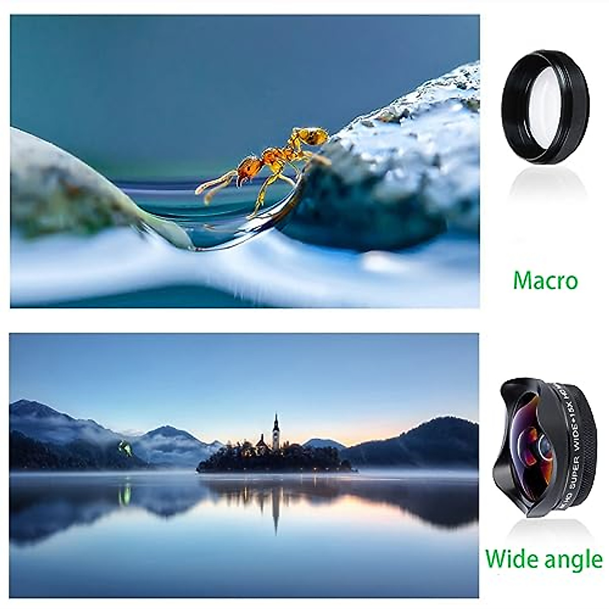 Peanutech Macro Lens for iPhone Wide Angle Lens Magnifier Zoom Phone Camera Lens Kit for iPhone 14 13 12 11 X XS Xr Se 8 pro max Mini Samsung Most Phones