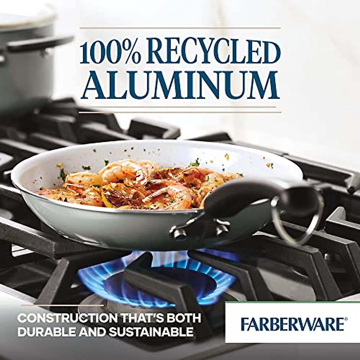 Farberware EcoAdvantage Ceramic Nonstick Cookware/Pots and Pans Set, 13 Piece - Gray