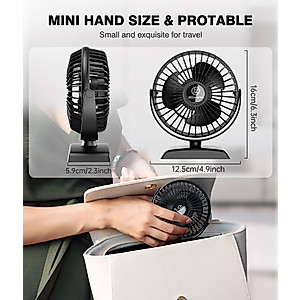 JZCreater USB Desk Fan, USB Fan Mini, 360 Rotation Desktop Fan with 3 Speed, Table Personal Cooling Fan, Quiet Mini Desk Fan, USB Powered, Small Fan for Home Office Bedroom Car Travel, Black