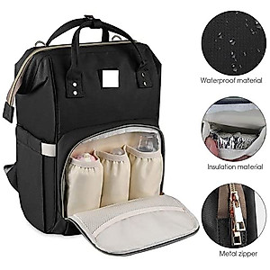 'Diaper Bag Backpack Bag Baby Bags for Mom and Dad Maternity Diaper Bag with USB Charging Port Stroller Straps Thermal Pockets,Water Resistant', Black, L