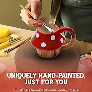 Mushroom Mug 12oz - Cute Ceramic Mushroom Cup for Coffee Tea and Mushroom Themed GIfts - Cool Cottagecore Aesthetic Kawaii Unique Fun Funky Novelty Hippie Fungi Toadstool Enamel Mushroom Decor Stuff