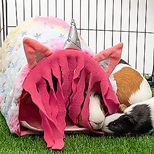 Guinea Pig Hideout - Fleece Tunnel House Cage Accessories for Rat Hamster Hedgehog Chinchilla Small Animal - Playing Sleeping Hunting Resting Washable Tube Bedding Habitats