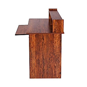 OneSpace Essential Computer Desk, Hutch with Pull-Out Keyboard, Golden Cherry