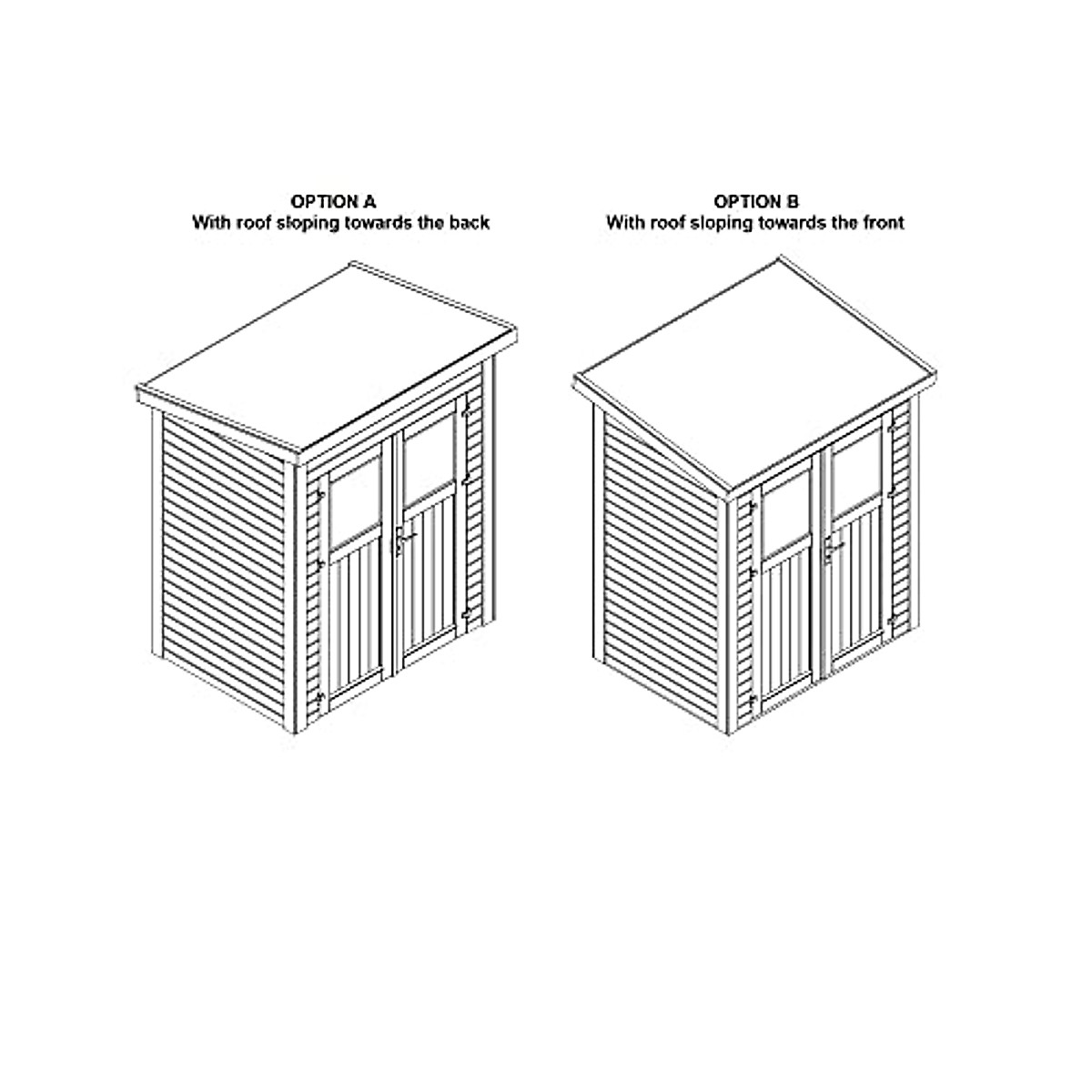 Leisure Season Urbano Lean to Shed Kit - Modern Weatherproof Outdoor Storage with Floor, Doors, Plexiglass Windows, Pent Roof Nordic Spruce Wood for Garden, Yard Medium Brown, 6'x4' (URB6X43781)