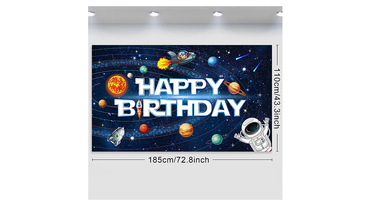 Outer Space Happy Birthday Decorations Solar System Banner Large Happy ...