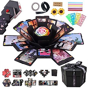RECUTMS Explosion Box DIY Scrapbooking Set Handmade Photo Album Mothers Day Gifts,Gift Box with 6 Faces for Christmas Gift Wedding Memory Book (6 Sides)