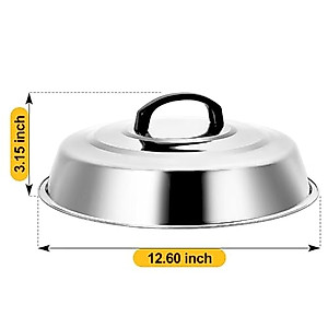 12 Inch Round Cheese Melting Dome of 2, AIKWI Grill Accessories for Blackstone, Heavy Duty Stainless Steel Basting Cover for Flat Top Griddle- BBQ, Camping, Indoor, Outdoor, Restaurant