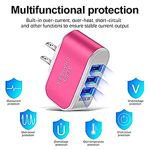 SuanlaTDS Luminous 3-Port Charger Charging Head,Macaron Color Portable Charging Head for Bedroom Home Office