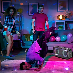 Pyle Wireless Portable Bluetooth Boombox Speaker, 500W Rechargeable Speaker Portable Barrel Loud Stereo System, Flashing LED, FM Radio/Aux/MP3/USB Flash Drive/Micro SD, Includes Wired Microphone