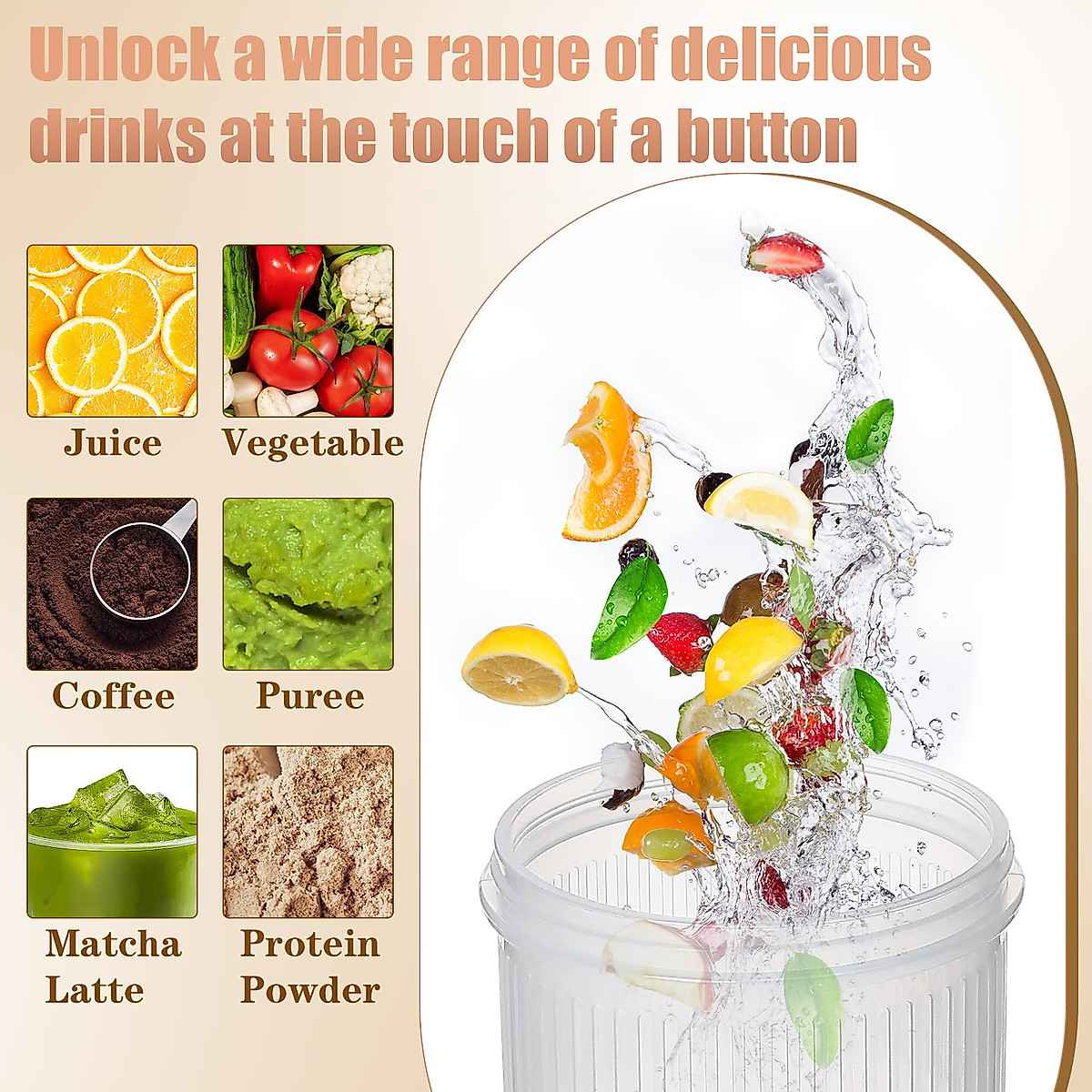 CHIDOYII Portable Blender, Personal Blender for Shakes, Fruits, 450 ML Mini Blender with 6-Blade, for Sports, Travel, Kitchen(Pink)