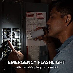 Sunbeam 3-Pack Emergency Power Failure Night Lights, 5-in-1, Multi-Color LED Light, Automatic Dusk to Dawn, Motion Sensor for Bedrooms, Hallways, Black Outs, Foldable Plug Flashlight, Rechargeable