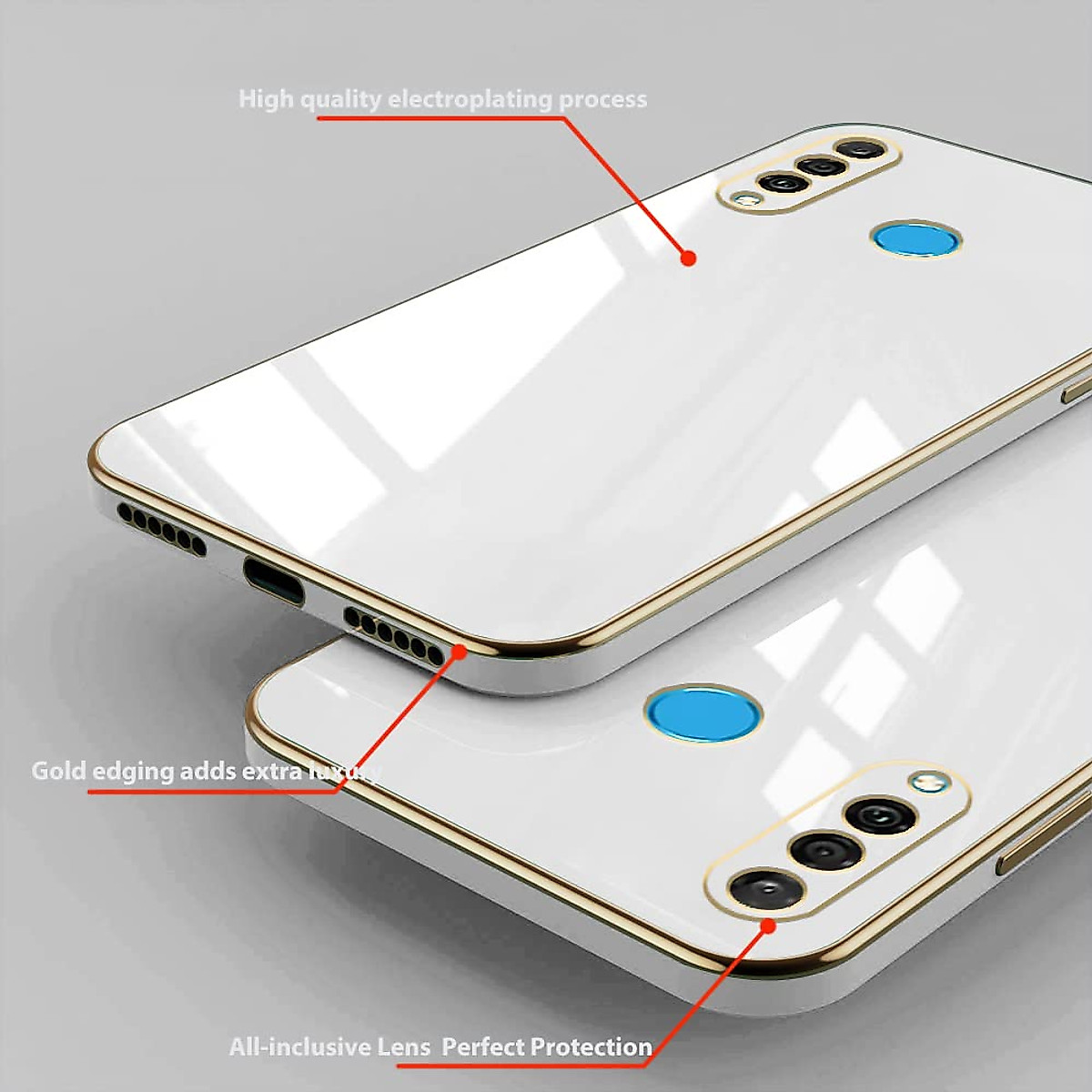 Wousunly Compatible with Huawei P30 Lite Case Silicone Pink, Plating Huawei P30 Lite Phone Case Shockproof Thin and Soft Cover (White)