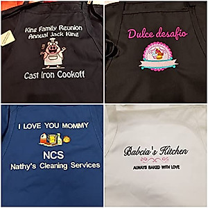 Custom Embroidered Aprons Add Text or Design (Add Text, Dark Grey)
