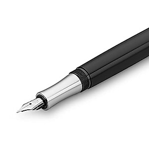 Kaweco STUDENT Black Fountain Pen I Premium Resin Fountain Pen for Ink Cartridges I Nostalgic Fountain Pen in Black with Silver Details I Student Pen 16 cm I Nib: EF (Extra Fine)
