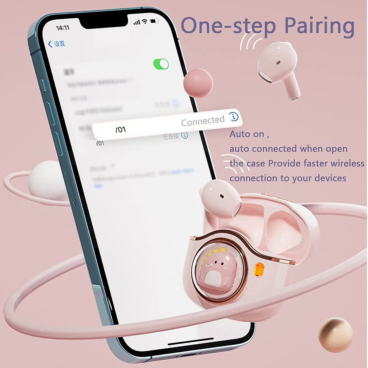 Pink Wireless Earbuds for Kids Women Workout Headphones Unicorn Cute Earbuds Kawaii Girls Small Ears Women Gaming Earbuds Small Tiny Mini Micro Pink Earphones Headphones