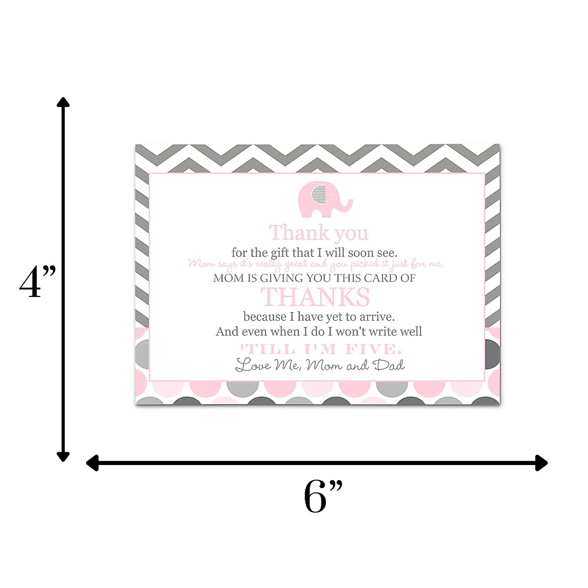 Paper Clever Party Pink Elephant Baby Shower Thank You Postcards (15 Pack) Girls Notecards Only - Eco-friendly – Postal Note with Message from Newborn – Cute Princess Jungle – Printed Size 4x6