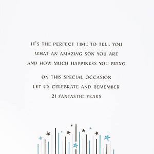 Regal Publishing Modern Milestone Age Birthday Card 21st Son - 9 x 6 inches -