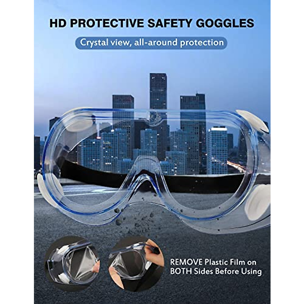 MELASA Safety Goggles ANSI Z87.1, Anti-Fog Protective Lab Goggles, Eye Protection Goggles, Adjustable,Lightweight
