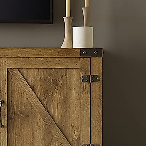 Walker Edison Georgetown Modern Farmhouse Double Barn Door TV Stand for TVs up to 65 Inches, 58 Inch, Barnwood