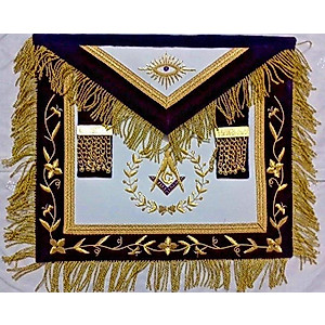 MASONIC GRAND LODGE PAST MASTER APRON WITH CHAIN COLLAR PURPLE free size