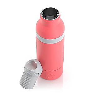 RTIC Bottle Chiller Water Bottle Insulated Cooler for 12oz Glass Soda Bottle or 16oz Aluminum Bottle, Double Wall Vacuum Insulation, Stainless Steel Sweat Proof with Built-In Bottle Opener, Coral
