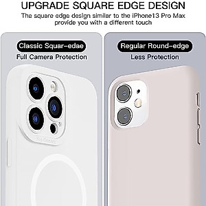 MYY Magnetic for iPhone 13 Pro Max Case,Silicone Shockproof Phone Case[MagSafe-Compatible] Soft Anti-Scratch Microfiber Lining Full Camera Lens Protection Cover 6.7'' (White)