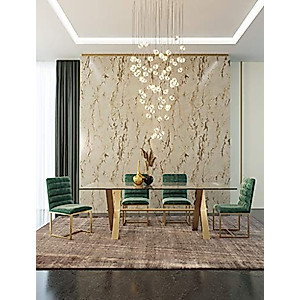 Limari Home Othon Collection Modern Style Glass Rectangular 8 Persons Dining Table with Stainless Steel Legs, Gold