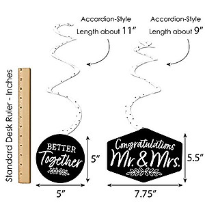 Big Dot of Happiness Mr. and Mrs. - Black and White Wedding or Bridal Shower Hanging Decor - Party Decoration Swirls - Set of 40