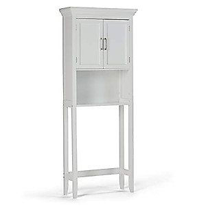 SIMPLIHOME Avington 67 inch H x 27 inch W Space Saver Bath Cabinet in Pure White with Storage Compartment and 1 shelf, for the Bathroom, Contemporary