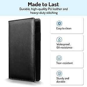 Server Book with 2 Zipper Pockets, Leather Server Books for Waitress, Waiter Book, Durable Waitress Book with Money Pocket and Zipper, Waiter Wallet Server Booklet Checkbook Fit Server Apron (Grass Green)