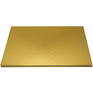 O'Creme Gold Rectangular Cake Pastry Drum Board 1/2 Inch Thick, Half-Sheet Size (13-5/8 Inch x 18-3/4 Inch) - Pack of 5