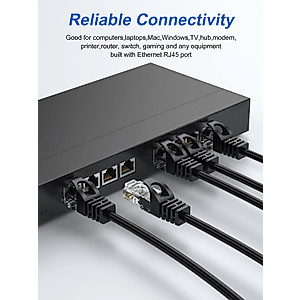 ApoJodly Cat6 Ethernet Cable 1FT 2-Pack, Short Patch Cable 1 Foot Cord (Cat 6 Cable, Internet RJ45 Cable, Network Cable) 10Gbps for Gaming, Patch Panel, Cable Management, Router, Modem