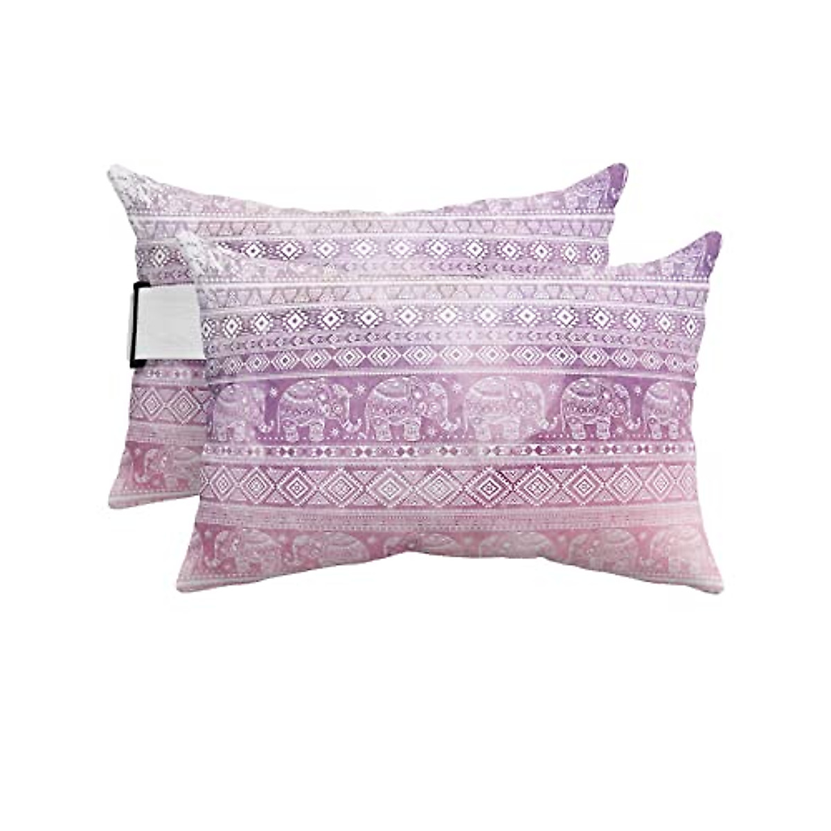 Recliner Head Pillow Ledge Loungers Chair Pillows with Insert Traditional Elephant Bohemian Floral Texture Pink Lumbar Pillow with Adjustable Strap Patio Garden Cushion for Sofa Bench Couch, 2 PCS