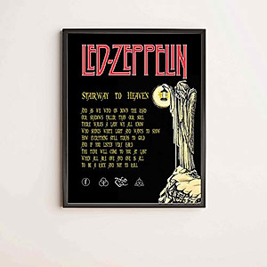 Led Zeppelin Band-"Stairway To Heaven" Song Lyrics Wall Art- 11 x 14" Rock Music Poster Print-Ready to Frame. Vintage Home-Office-Studio-Cave Decor. Perfect Gift for Musicians & All Zeppelin Fans!