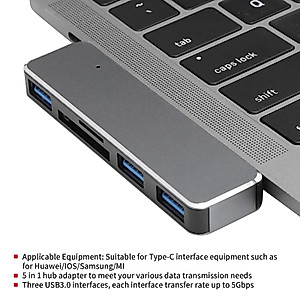 5-in-1 USB C Adapter,5 in 1 Hub Aluminum Alloy Docking Station,TypeC to Memory Card Network Adapter,TypeC Hub Multifunction Docking Station Electronic Adapter