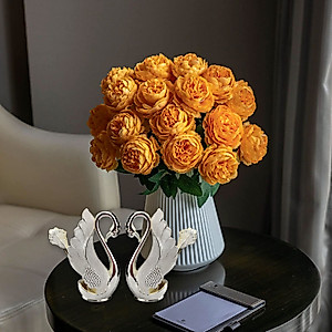 Swan Base Holder with 6pcs Coffee Dessert Dinner Spoon Set, Metal Coffee Spoon Organizer Teaspoon Fruit Dessert Flatware Sugar Ice Cream Spoons (Silver)