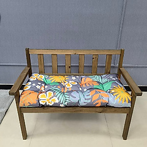 MUVLUS Indoor/Outdoor Bench Cushion,Non-Slip Swing Seat Cushions,Thicken Patio Loveseat Bench Pad for Garden Furniture Patio Lounger Bench,51"x19.7" (Leaf)