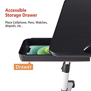 Lap Desk for Laptop,BUILDEC Adjustable Laptop Stand for Desk with Storage Drawer,Foldable Legs Standing Lap Table for Reading, Eating, Working, Writing, Gaming and Drawing in Bed Sofa Couch Floor…