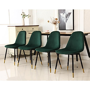 Roundhill Furniture Lassan Contemporary Fabric Dining Chairs, Set of 4, Wood, 22.25"D x 17.25"W x 33.25"H, Green