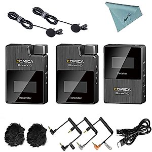 COMICA BoomX-D D2 2.4G Wireless Lavalier Microphone System Digital 1-Trigger-2 Wireless Microphone Transmitter & Receiver for Smartphone Camera Podcast Interview YouTube