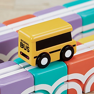 QBI Magnetic Blocks STEM Toys for Toddlers Aged 1+ Year Old Boys & Girls| 3D Colorful Magnetic Building Blocks with 1 School Bus| Preschool Toys, Montessori Game (13 Pieces)