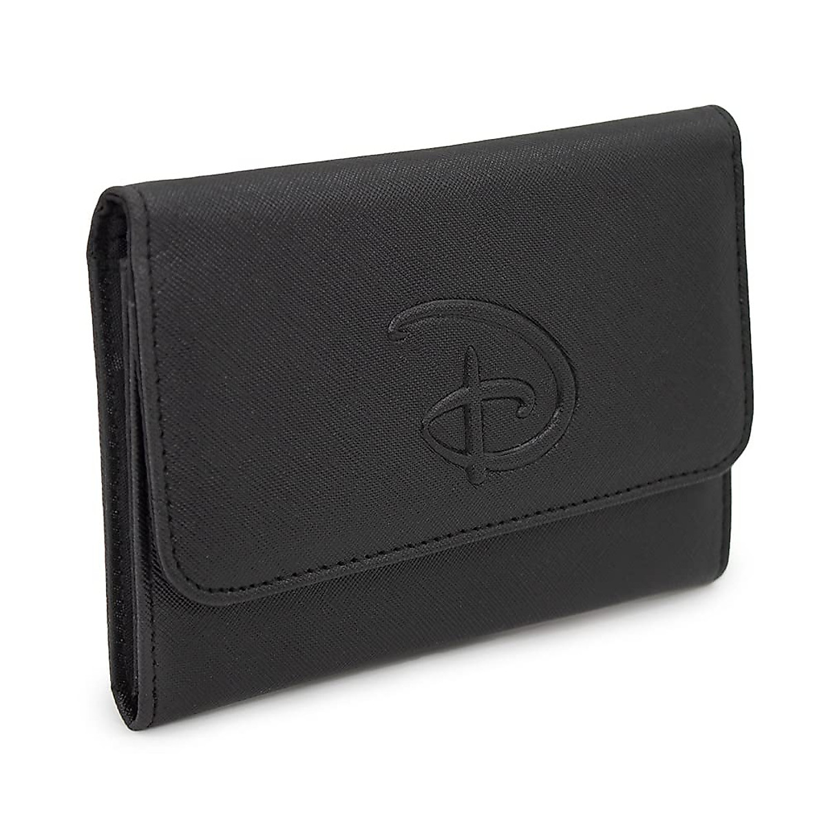 Disney Wallet, Foldover, Disney Signature D Logo Embossed, Black Vegan Leather