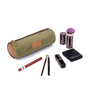 iDream365 Canvas Simple Pencil Case Bag Pouch，Durable with Brass Zipper,Match Color Design-Green