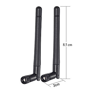 Bingfu Dual Band WiFi 2.4GHz 5GHz 5.8GHz 3dBi MIMO RP-SMA Male Antenna (2-Pack) for WiFi Router Wireless Network Card USB Adapter Security IP Camera Video Surveillance Monitor