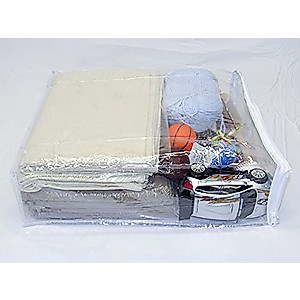 Oreh Homewares Heavy Duty Vinyl Zippered Closet Storage Bags (Clear) for Sweaters, Blankets, Comforters, Bedding Sets and Much More! (15" x 18" x 5") 5.8 Gallon 4-Pack