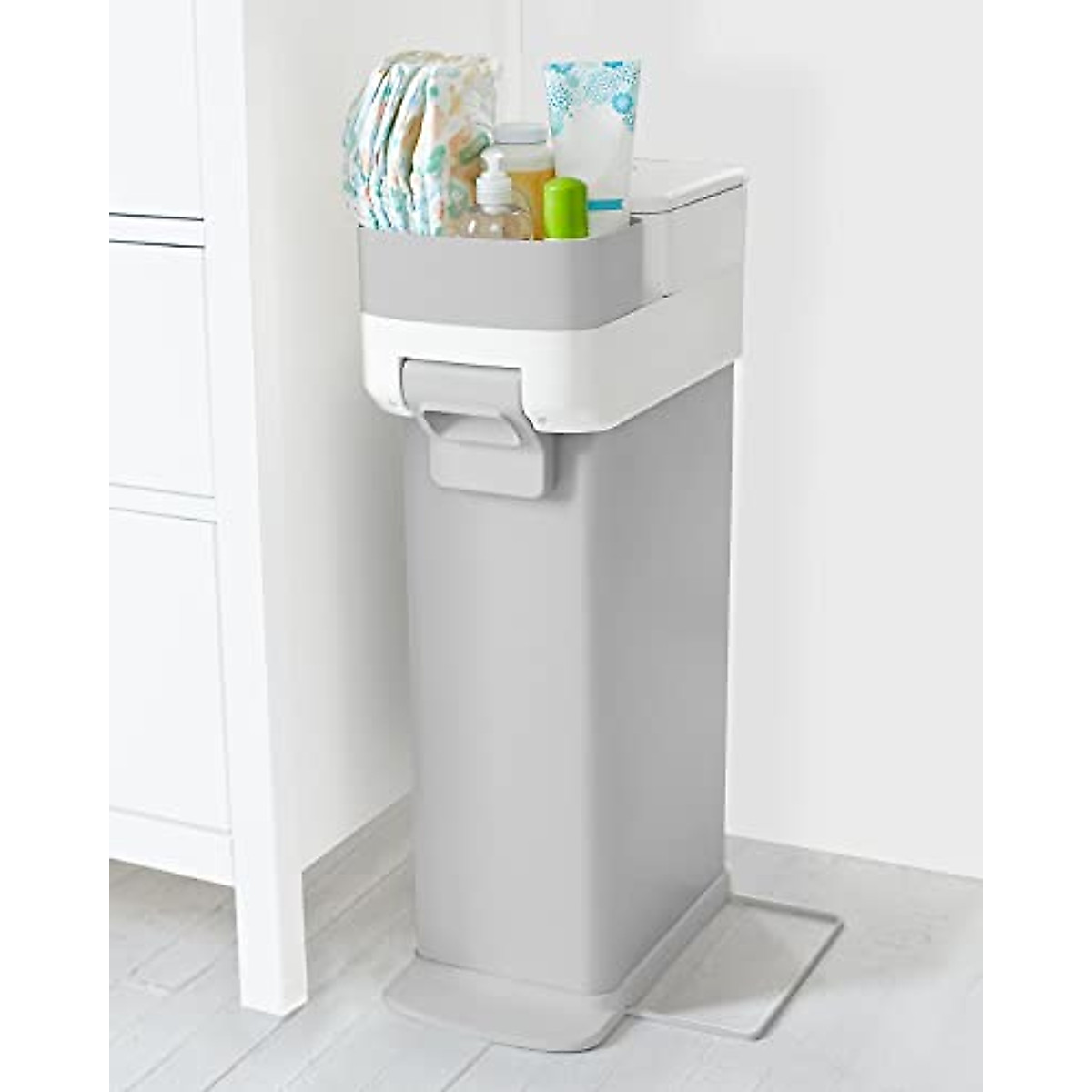 Skip Hop Diaper Pail with Dual Air-Lock, Universal Refill Bags, White