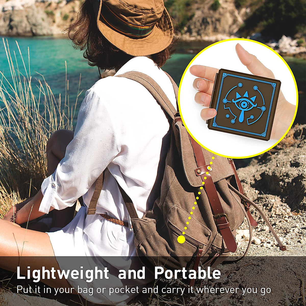 UFOPETIE Game Case Storage for Switch Game Cards Zleda Games Cube up to 12 Games,Foldable Nintendo Switch Game Card Case Cube Nintendo Switch Game Storage,for Zleda Switch Accessories-Eye