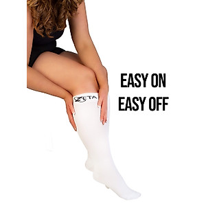 Zeta Wear Plus Size Leg Sleeve Support Socks - The Wide Calf Compression Socks Men and Women Love for Its Amazing Fit, Cotton-Rich Comfort, Compression & Soothing Relief, 1 Pair, 3XL, White
