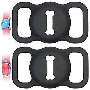Protective Case for Air Tag Dog Collar Holder,Air Tag Holder for Pets 2 Pack, Air Tag Case Cover for air tag Dog Collar Holder,Anti-Lost Air Tag Holder for Dog Collar(Black & Black)